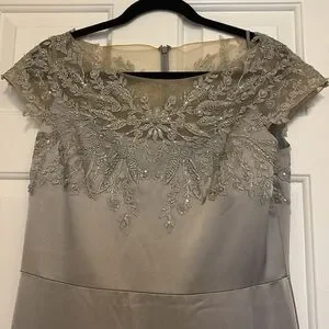 Theia | Dresses | Theia Cosette Applique Satin Gown | Poshmark